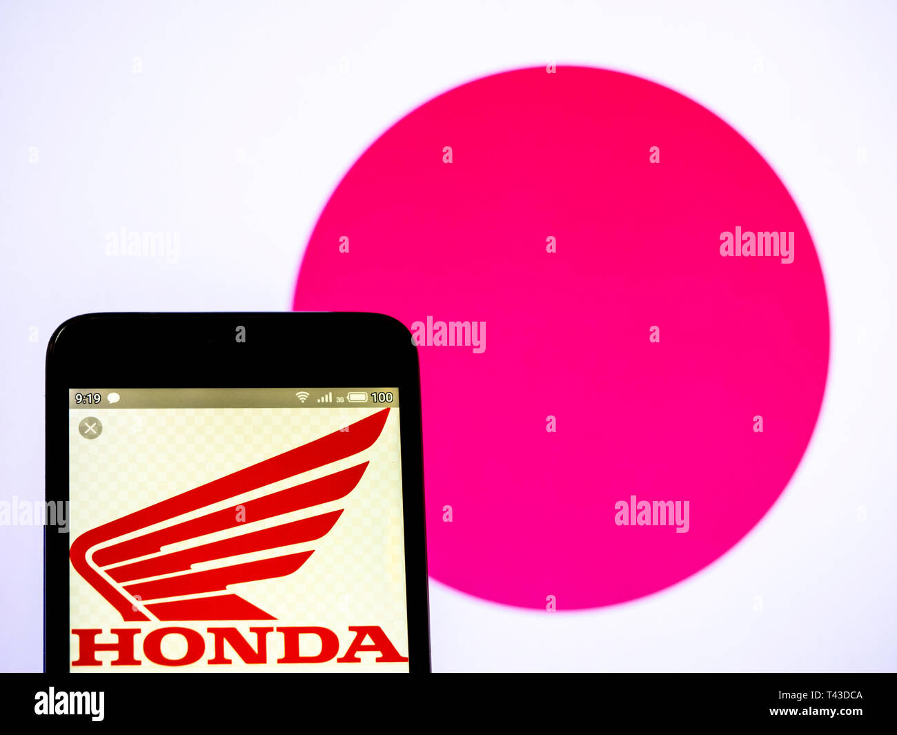 In this photo illustration a Honda Motor Co., Ltd. logo seen displayed ...