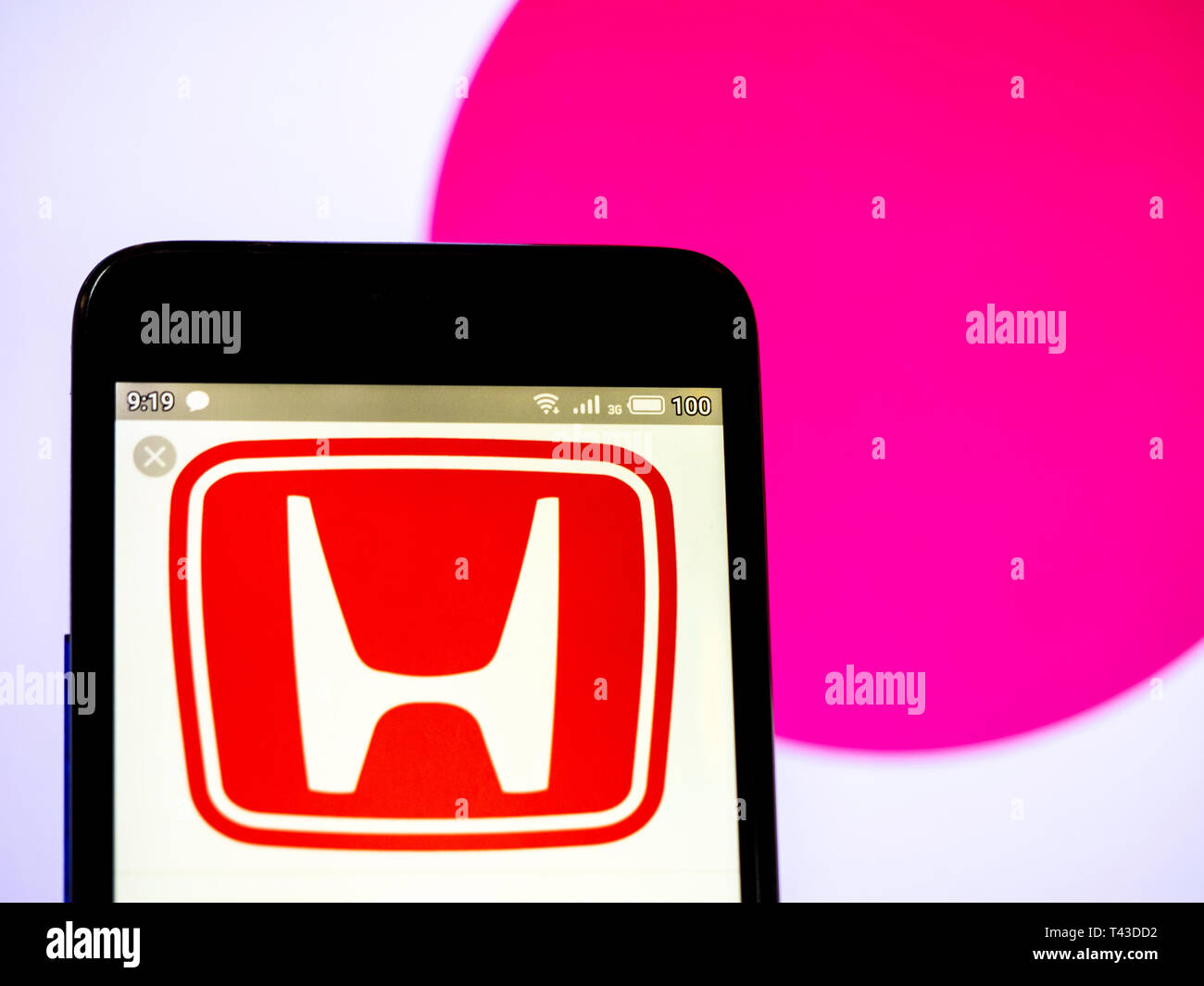 In this photo illustration a Honda Motor Co., Ltd. logo seen displayed ...