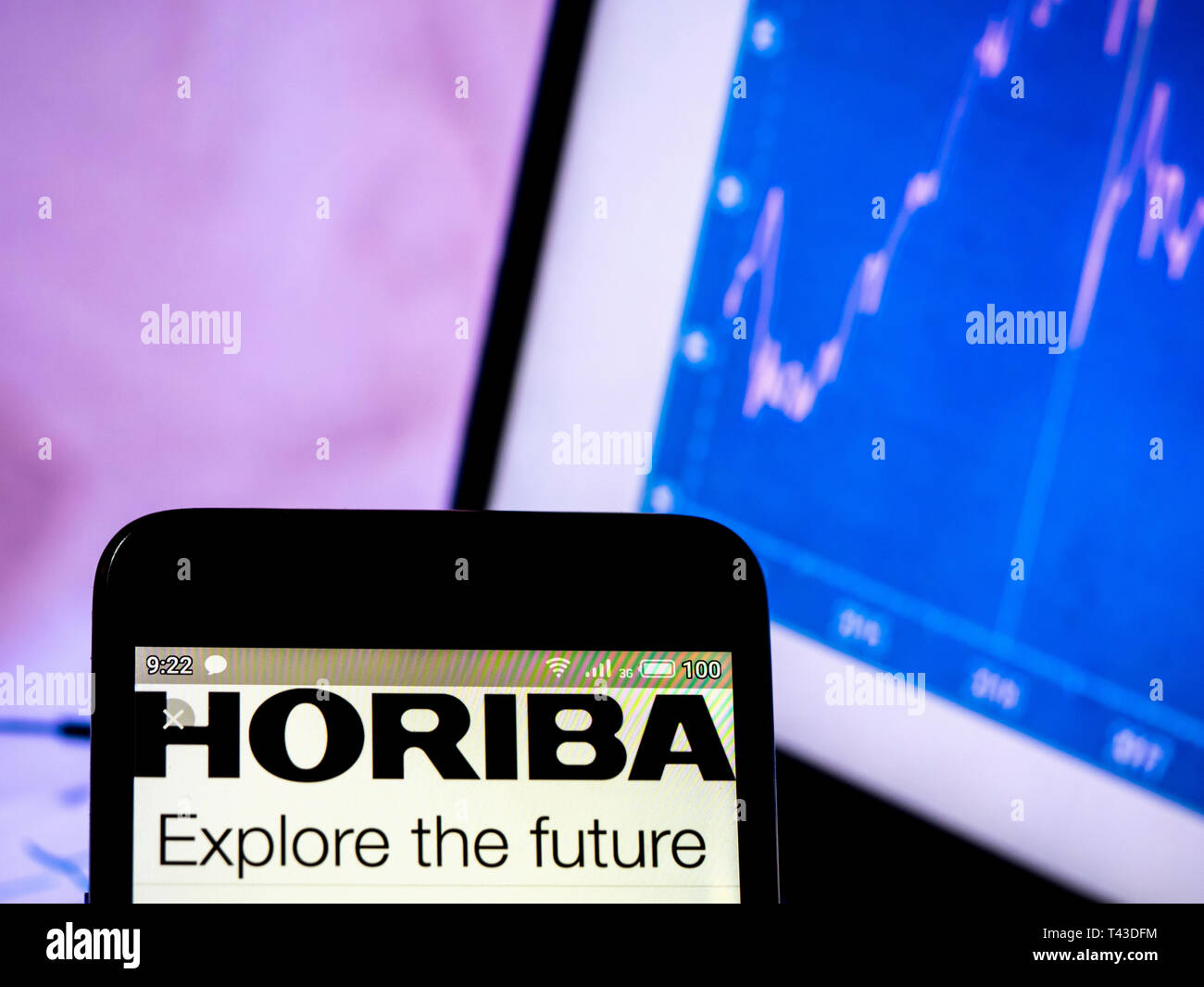 In this photo illustration a Horiba, Ltd. logo seen displayed on a ...