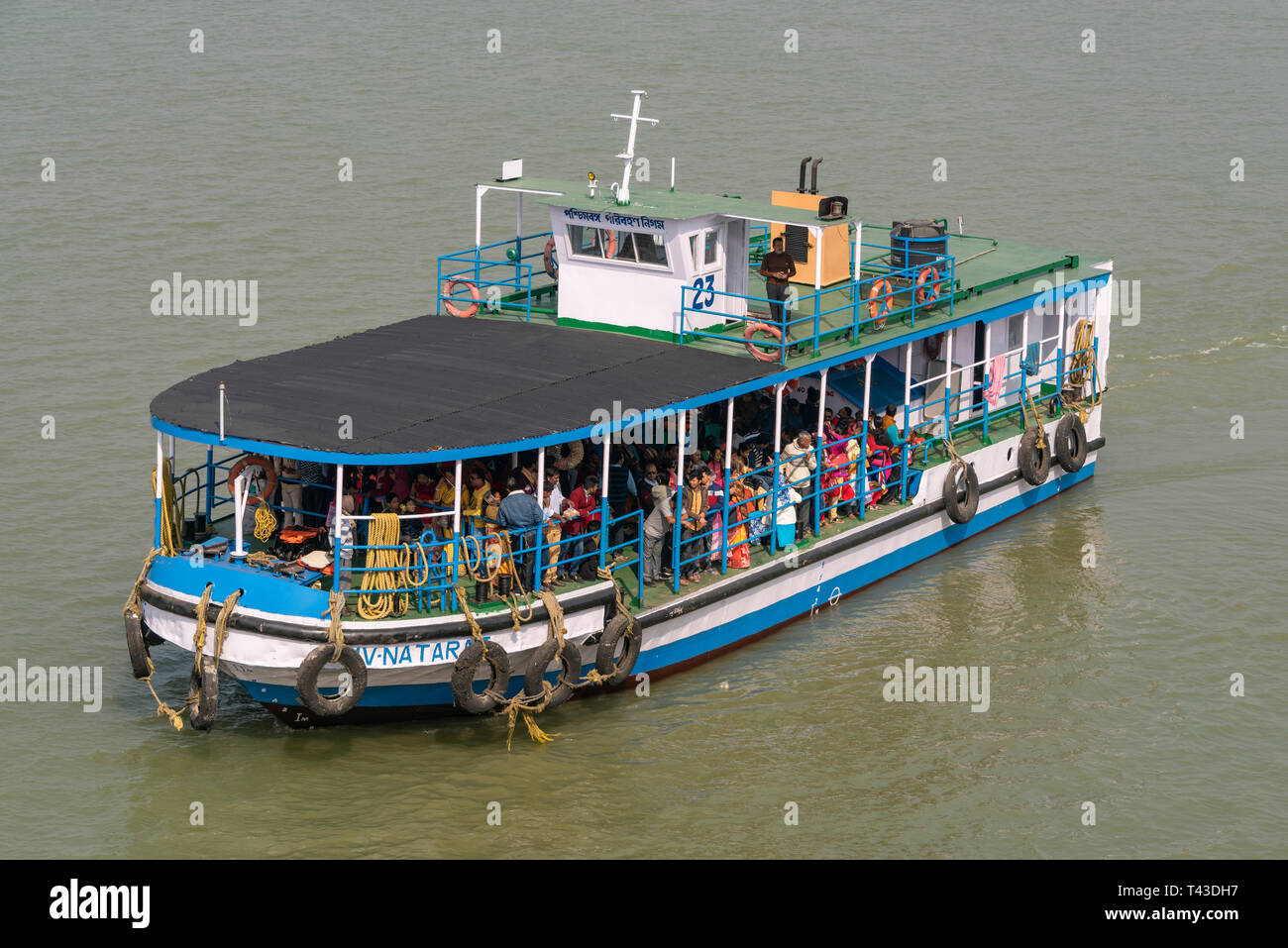Horizontal aerial view of a ferry in Kolkata aka Calcutta, India Stock ...