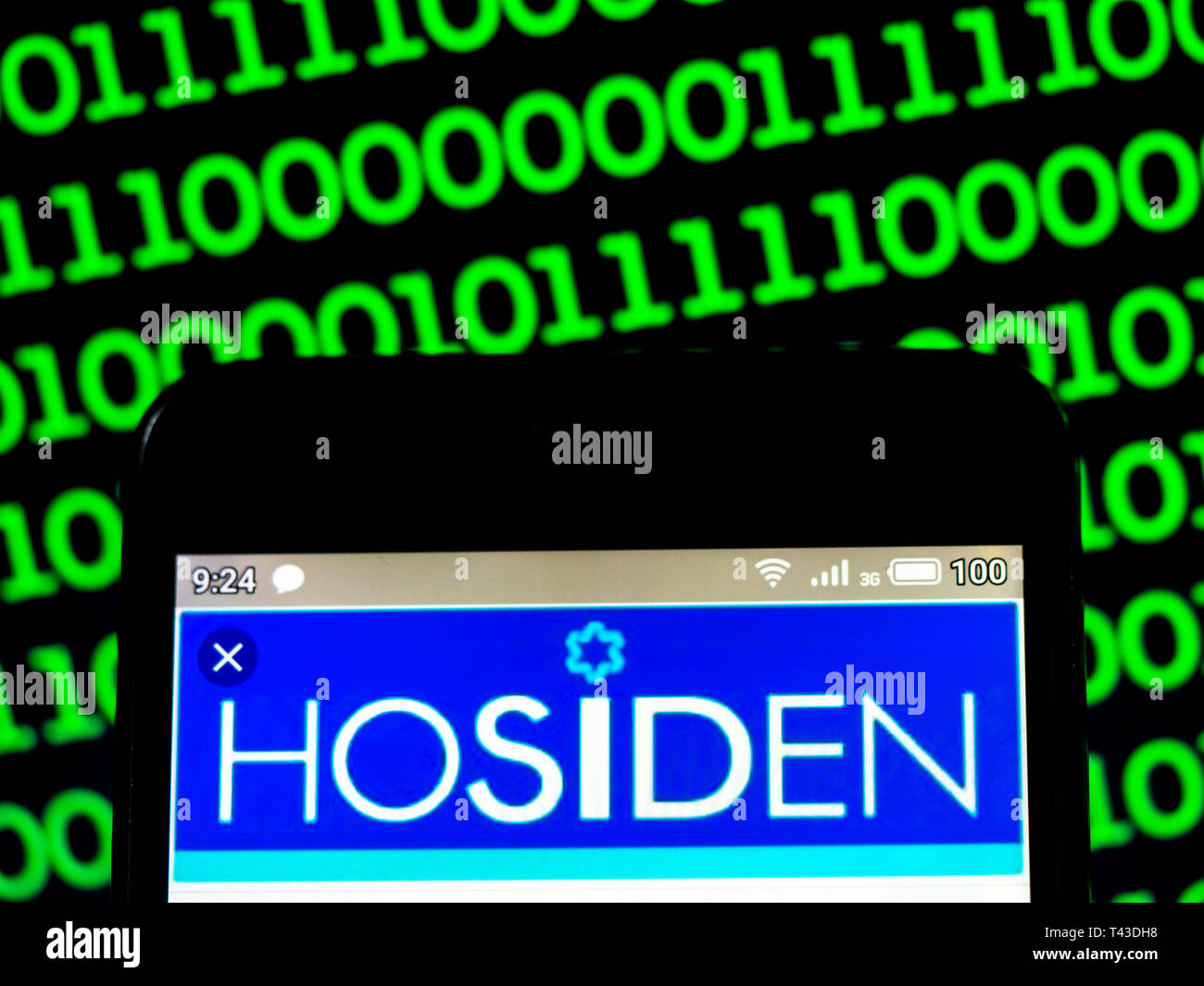 In this photo illustration a Hosiden logo seen displayed on a smart ...