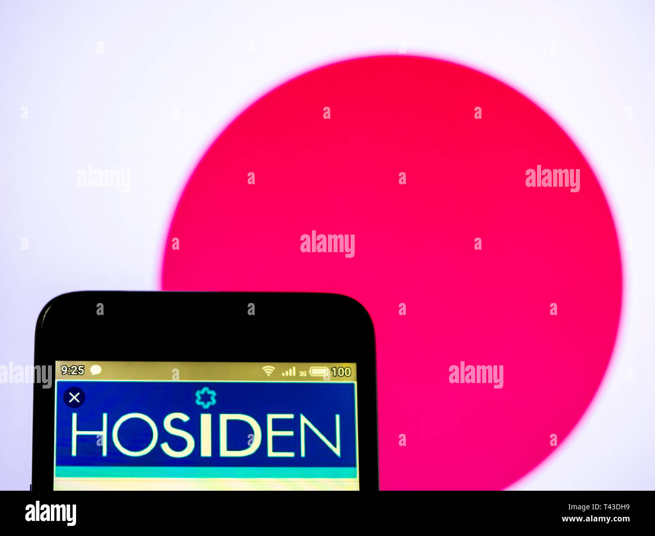 In this photo illustration a Hosiden logo seen displayed on a smart ...