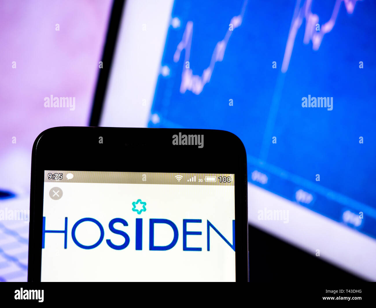 In this photo illustration a Hosiden logo seen displayed on a smart ...
