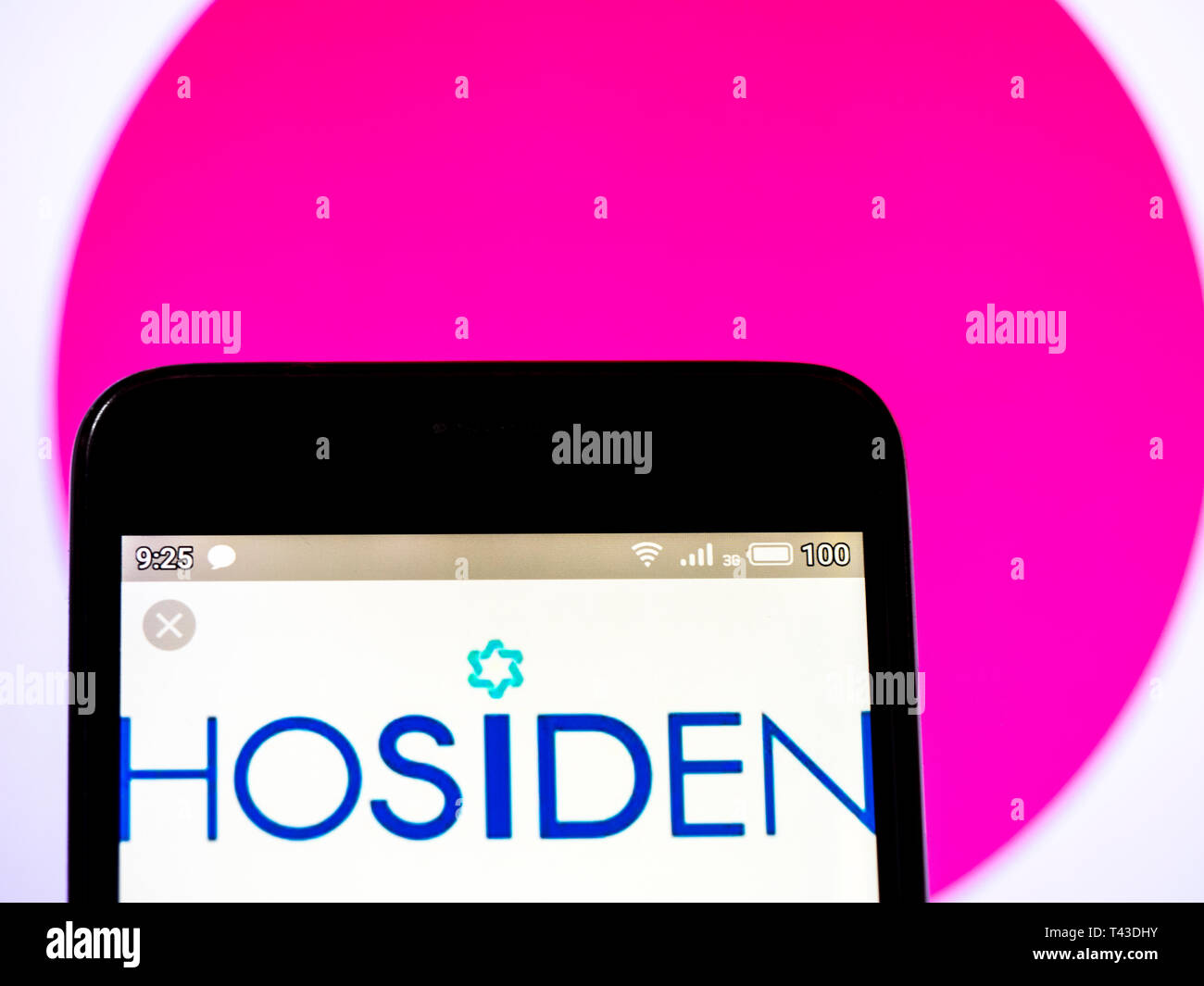In this photo illustration a Hosiden logo seen displayed on a smart ...