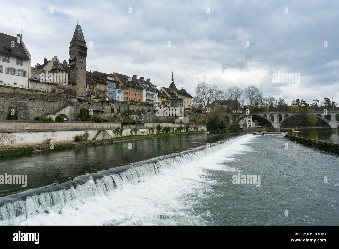 horizontal view of the historic medieval old town of Bremgarten in the ...