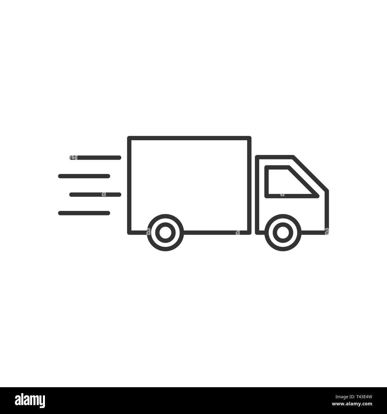 Delivery truck sign icon in flat style. Van vector illustration on ...