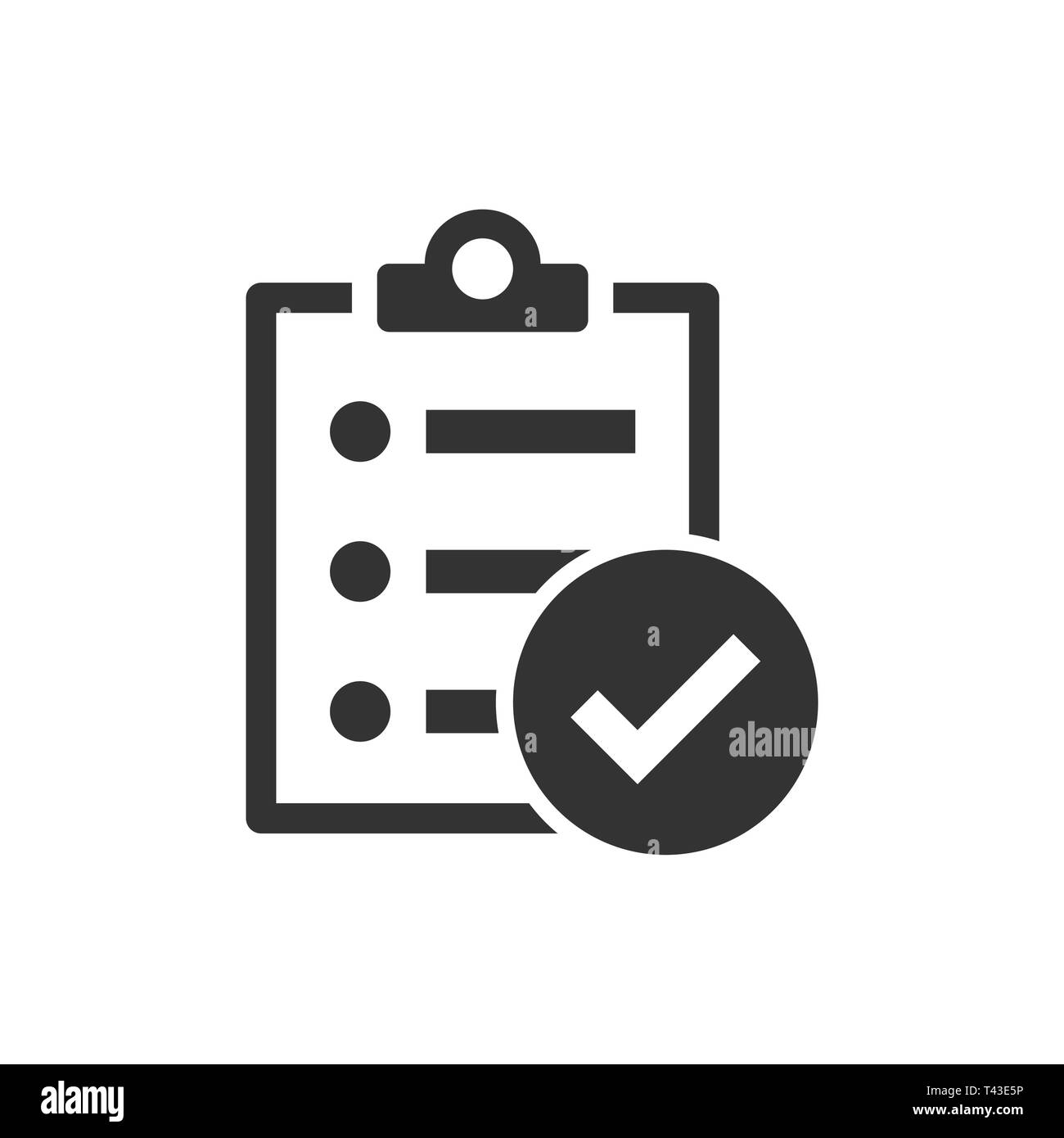 Checklist document sign icon in flat style. Survey vector illustration ...