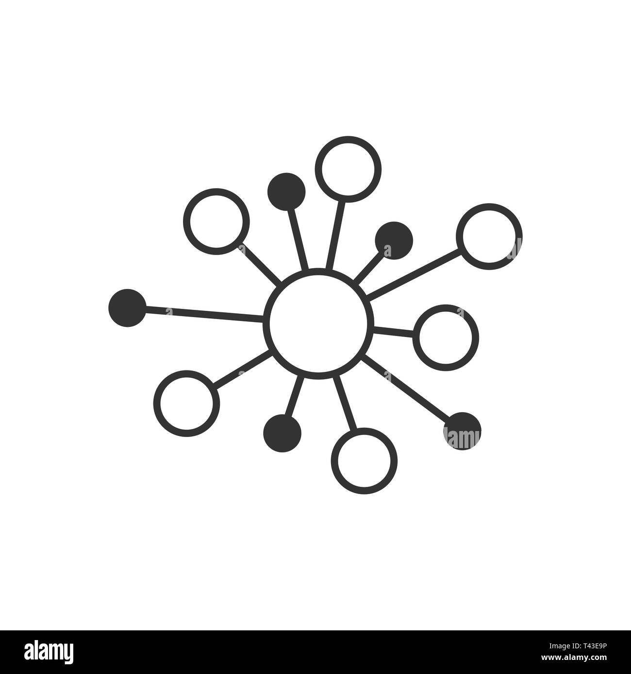 Hub network connection sign icon in flat style. Dna molecule vector ...