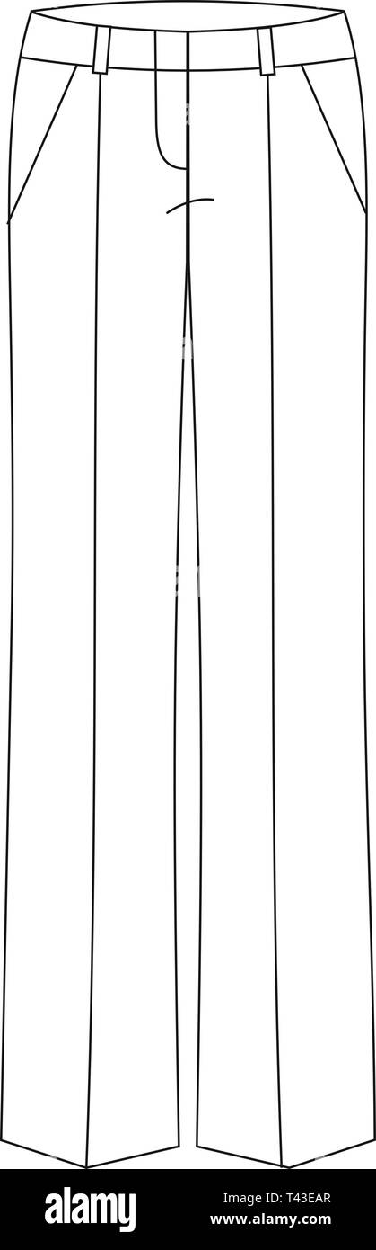 Vector illustration of classic womens trousers straight. Front view ...
