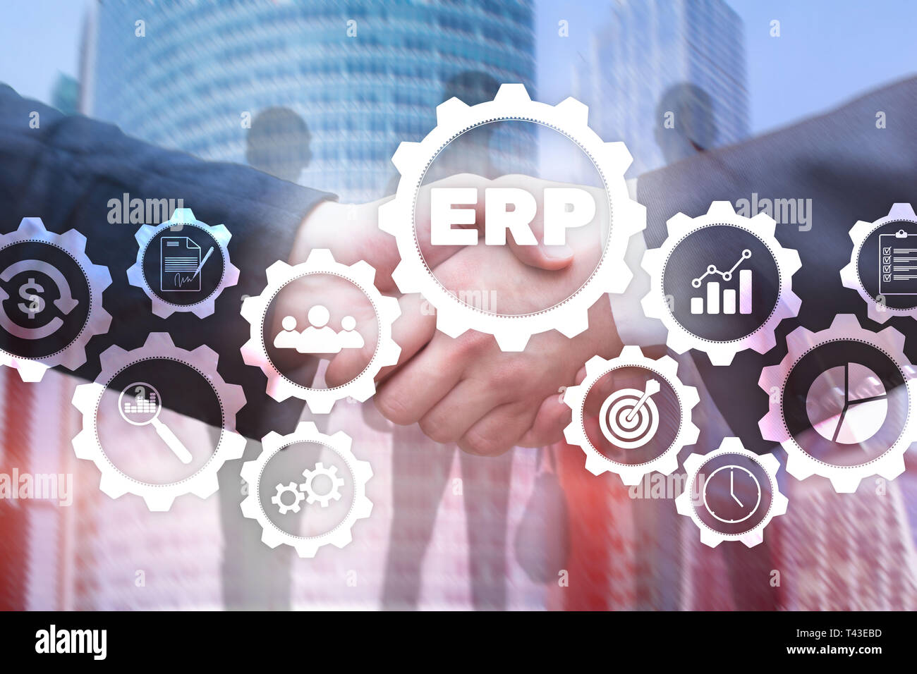 ERP system, Enterprise resource planning on blurred background ...