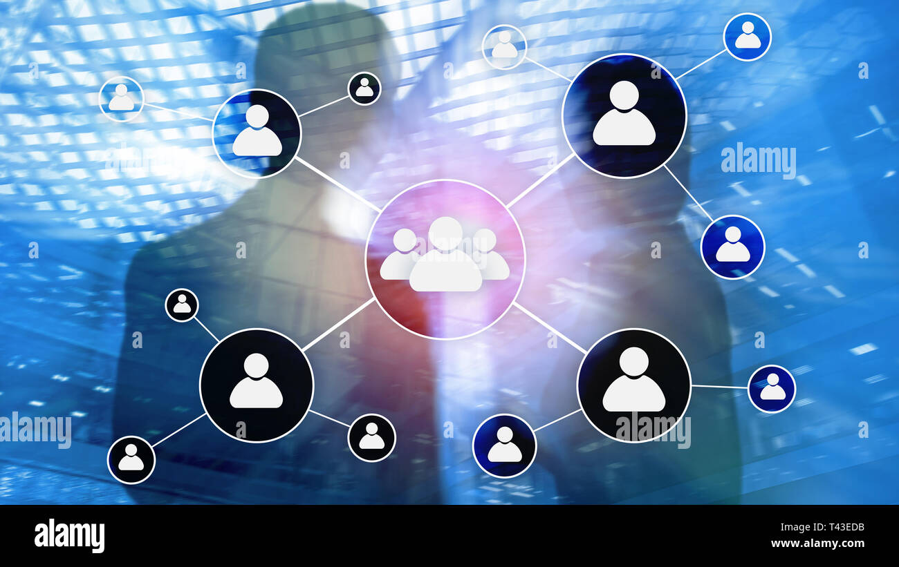 HR - Human resources management concept on blurred business center ...