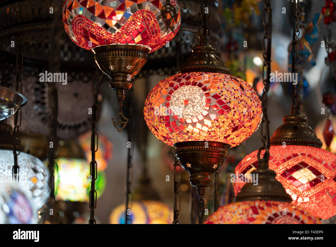 Arabic glass colorful lamp lantern detail Stock Photo - Alamy