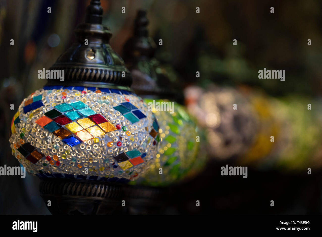 Arabic glass colorful lamp lantern detail Stock Photo - Alamy