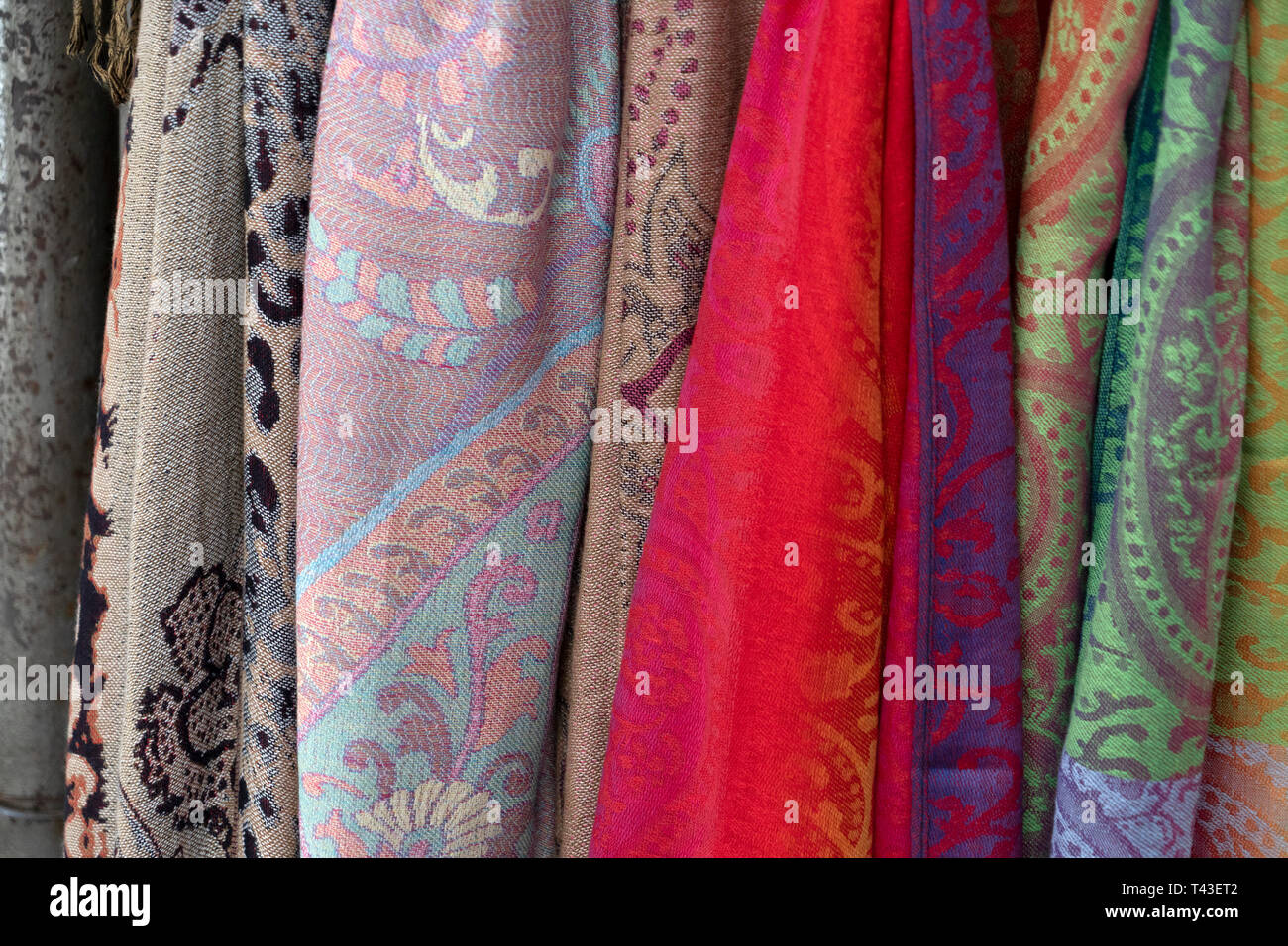 Arabic clothes fabric in a shop detail Stock Photo - Alamy