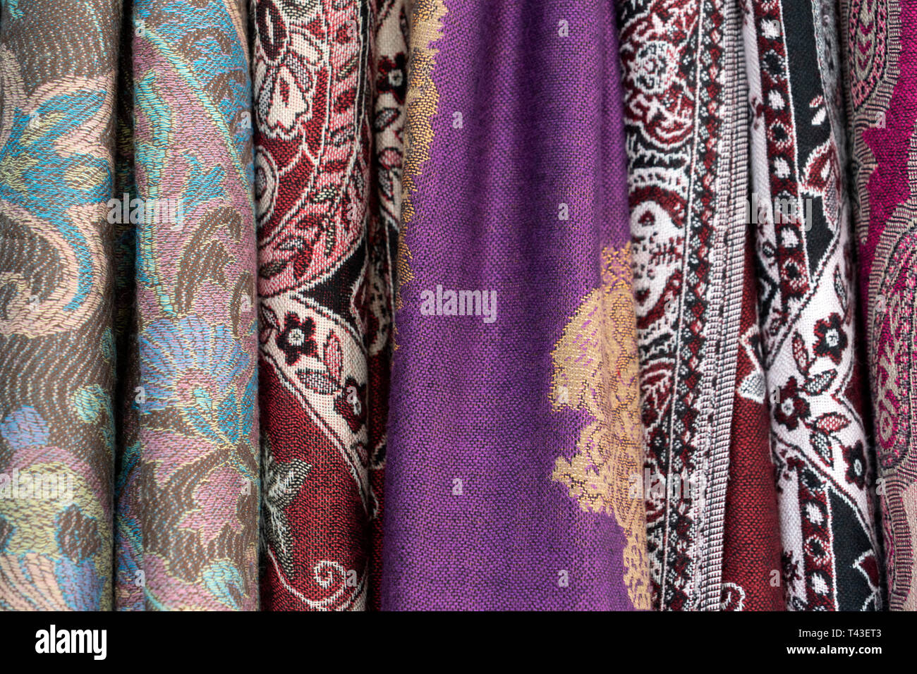 Arabic clothes fabric in a shop detail Stock Photo - Alamy