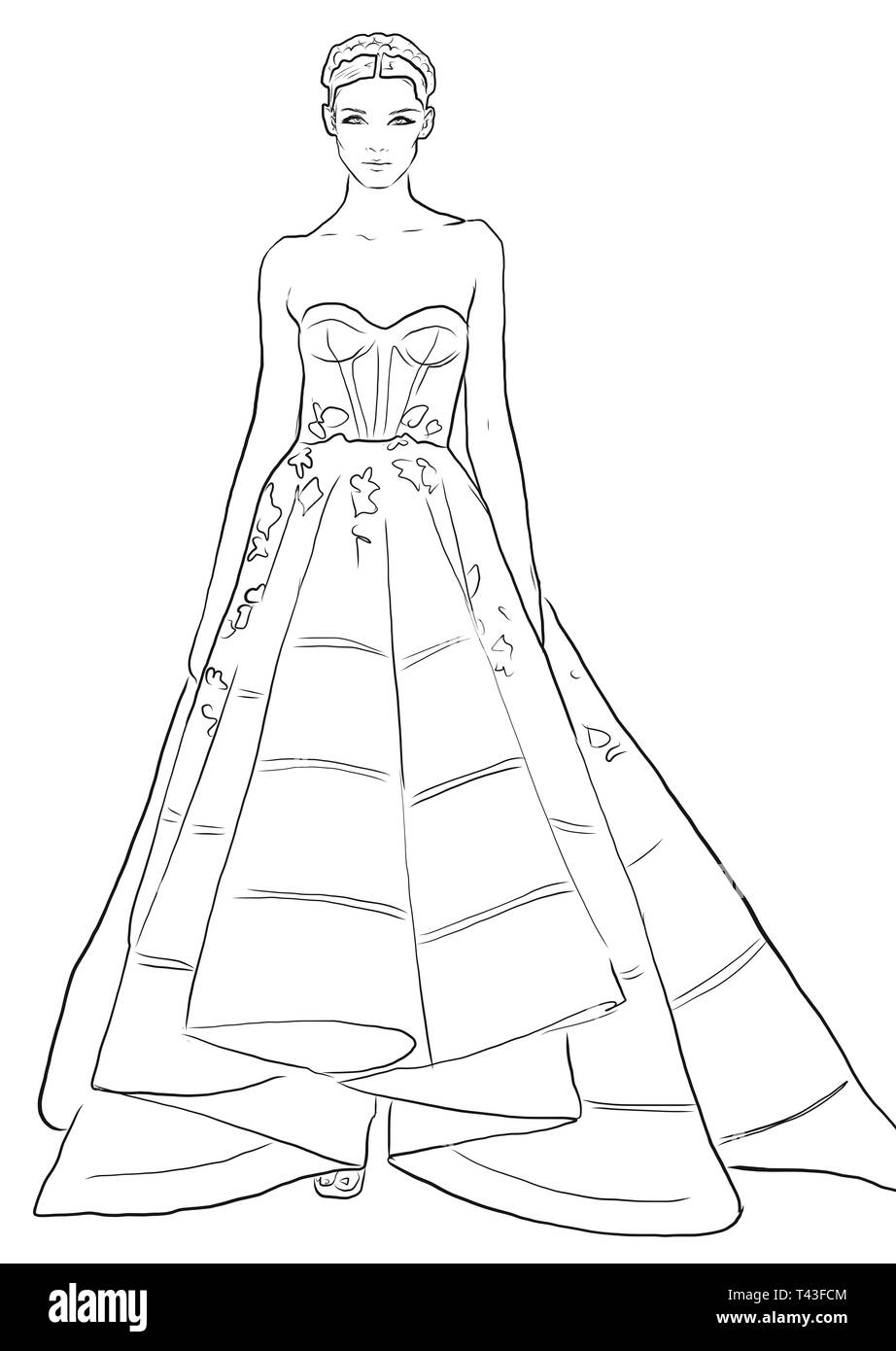 Fashion model bride on runway sketch Stock Photo - Alamy