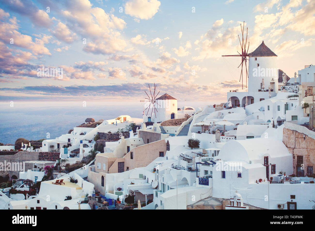 Beautiful Santorini landscape, Greece landmark. Clouds sky and ...