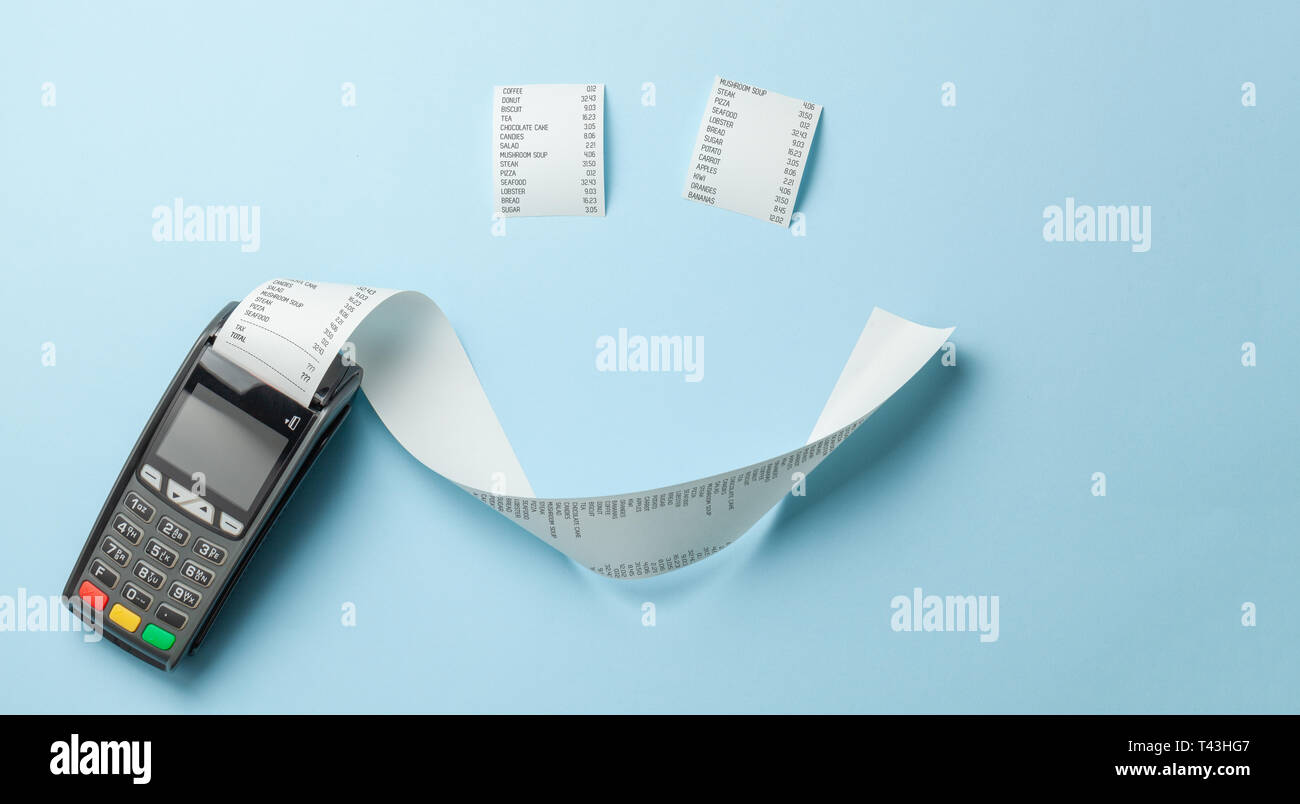 Terminal cash register machine POS for payments and long roll paper ...