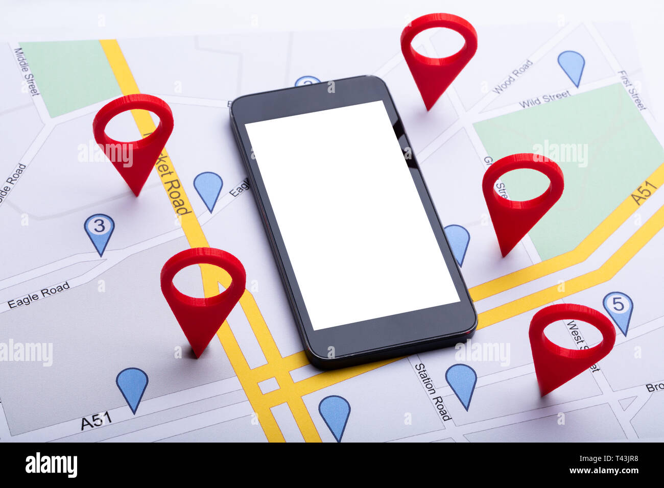 Overhead view of road map hi-res stock photography and images - Alamy