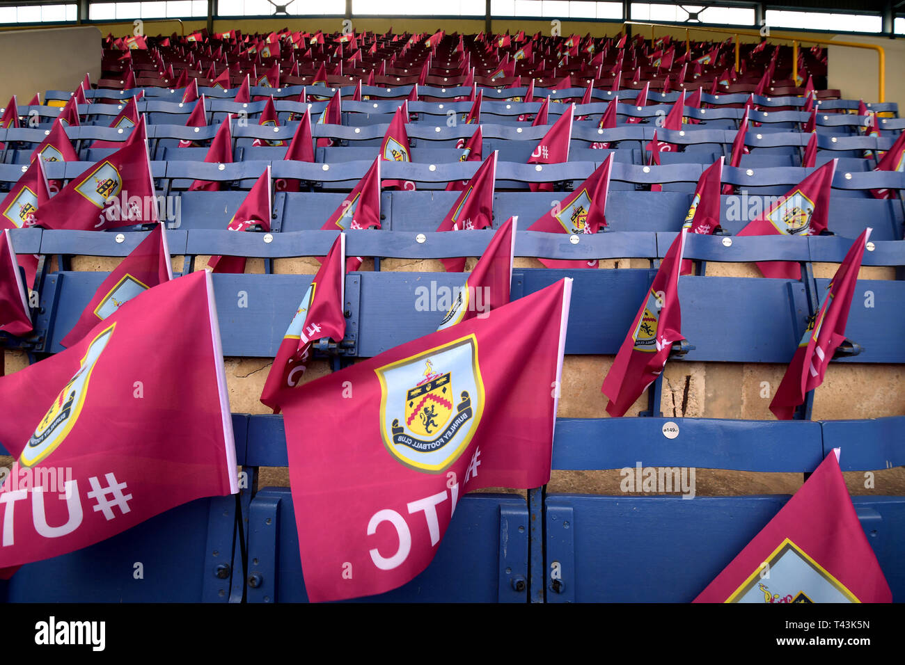 Flags are placed on the seats before the Premier League match at Turf ...