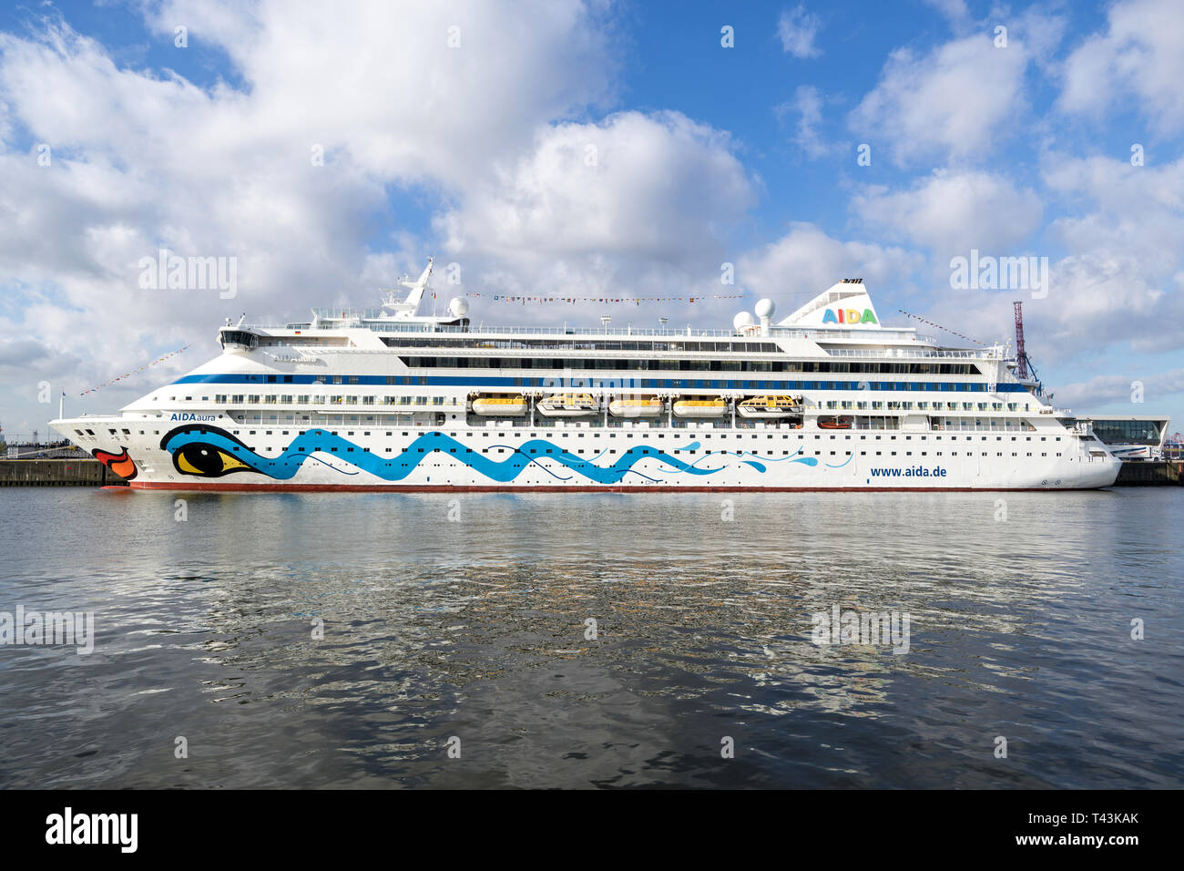 AIDAaura at Cruise Center Steinwerder, one of three passenger terminals ...