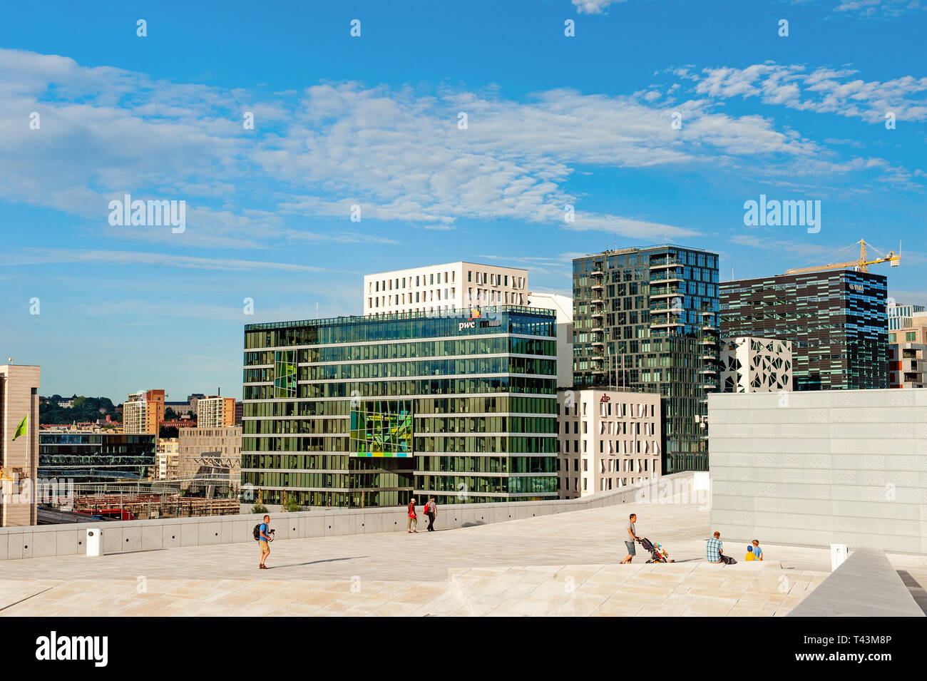 Norway, Oslo August 1, 2013: Beautiful city view of modern buildings in ...