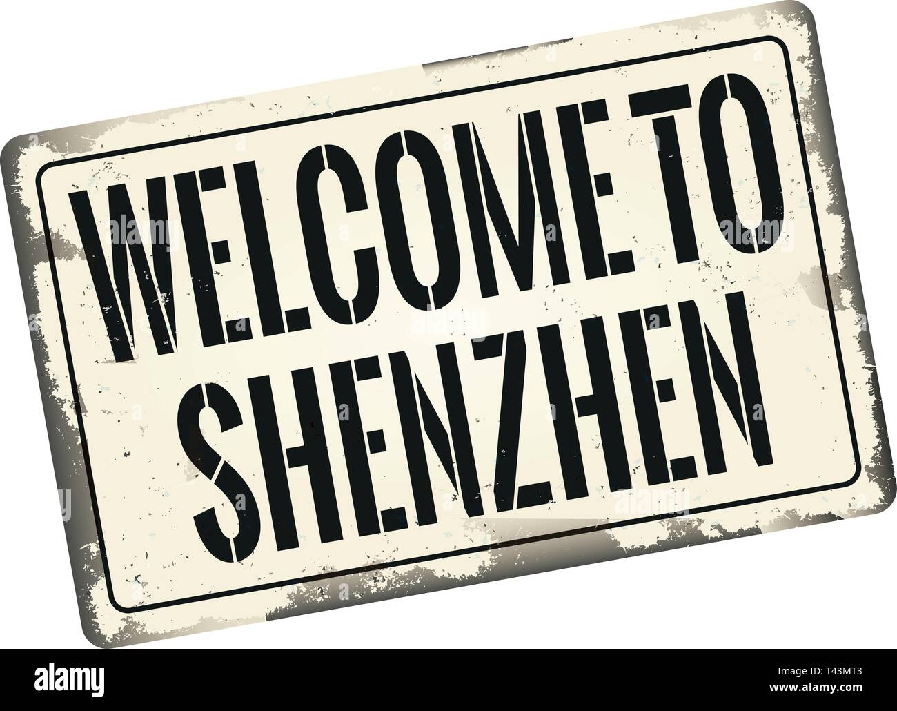 welcome to shenzhen Antiques vintage rusty metal sign, vector ...