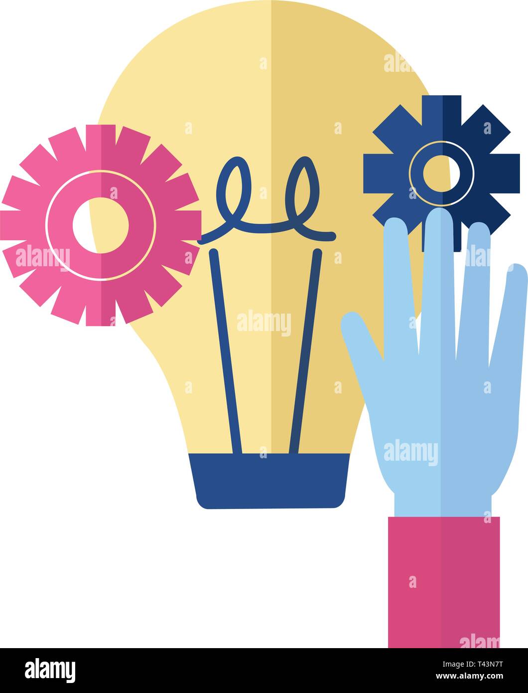 business hand gears bulb Stock Vector Image & Art - Alamy