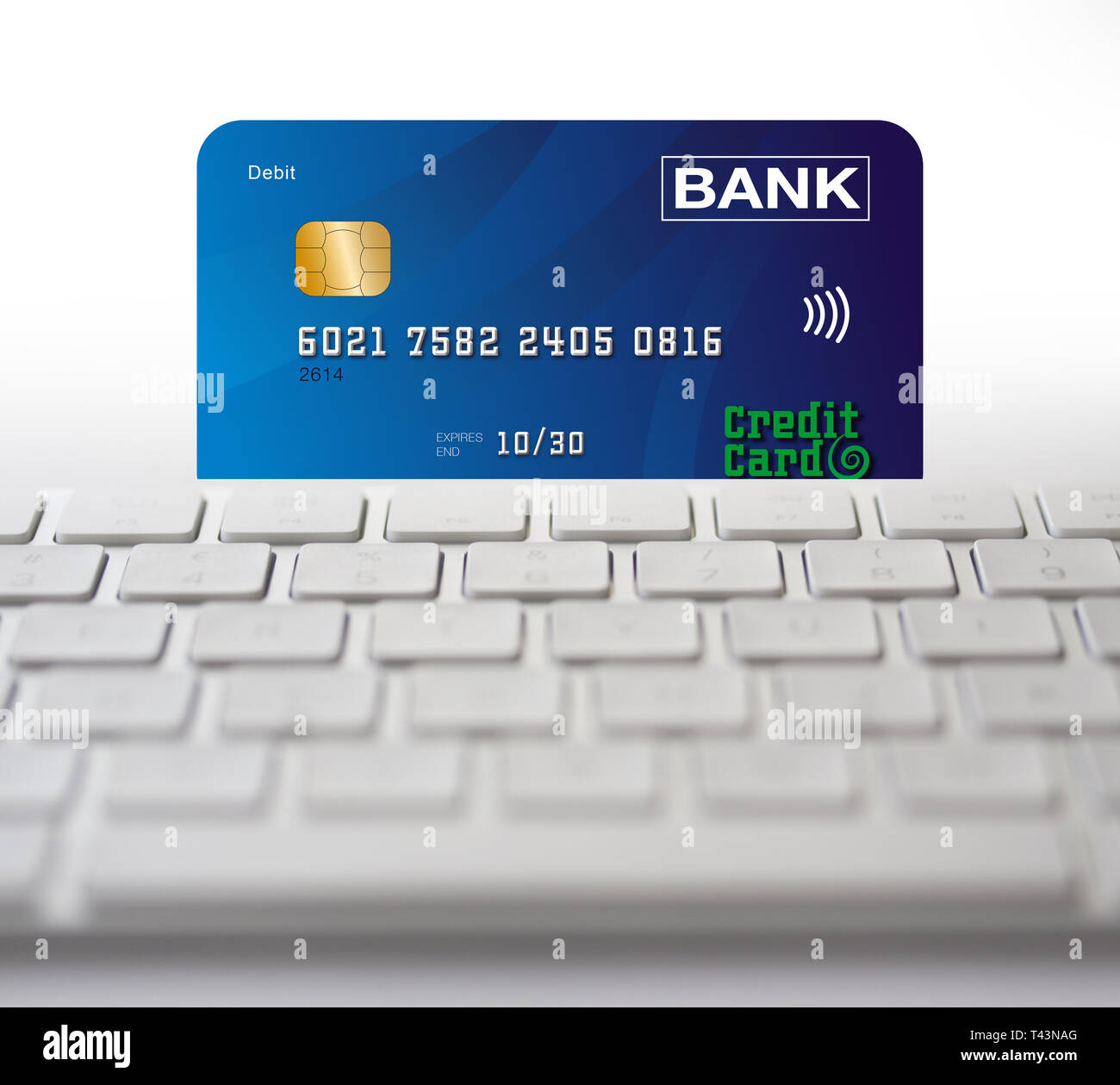 Credit card and computer keyboard with white background Stock Photo - Alamy
