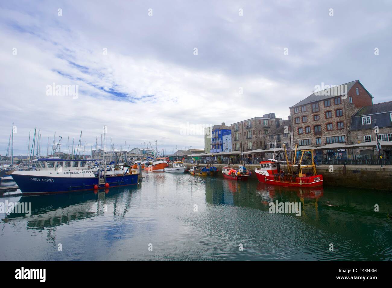 Sutton Harbour Marina, Barbican, Plymouth, Devon, England Stock Photo ...