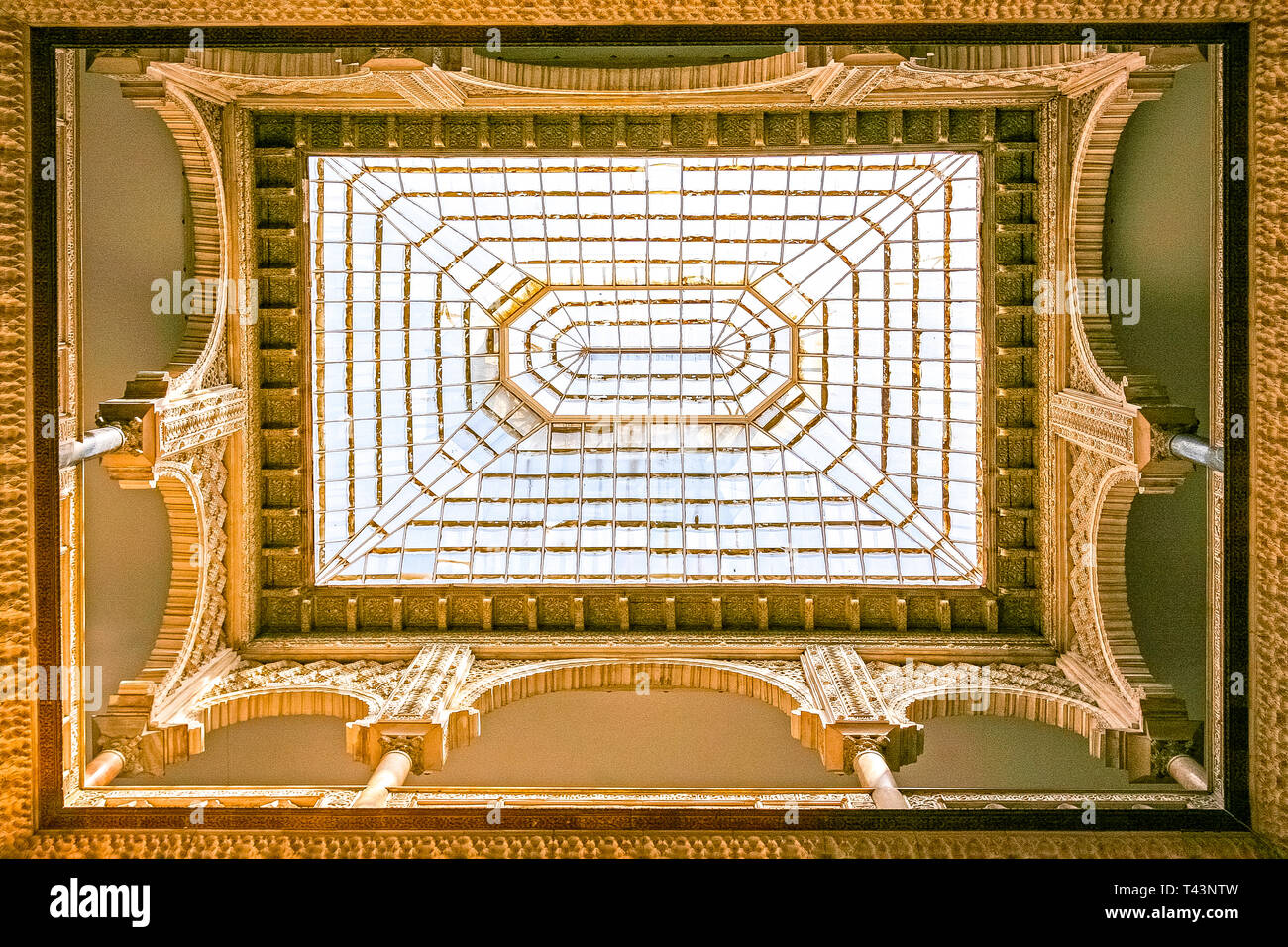 Spain Andalusia Siviglia Real Alcazar - glazed ceiling in the courtyard ...