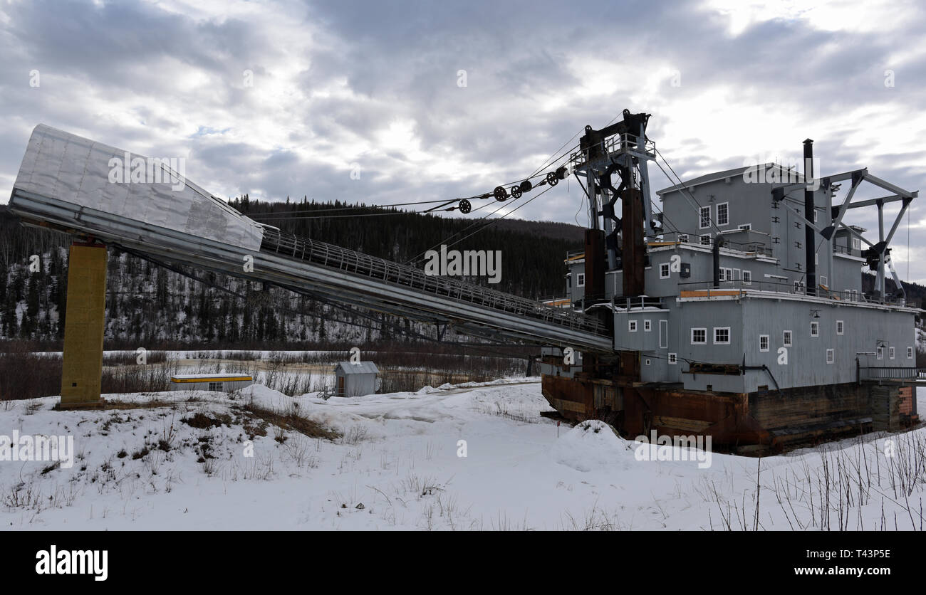 The restored Dredge #4 in the historic gold-mining town of Dawson City ...