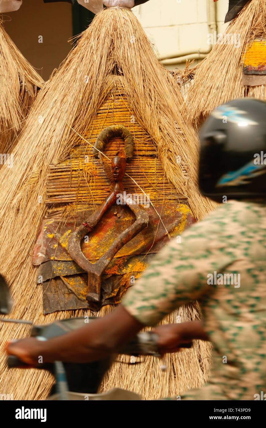 Voodoo festival at the beach in Ouidah on 10 January, Benin, Zangbeto ...