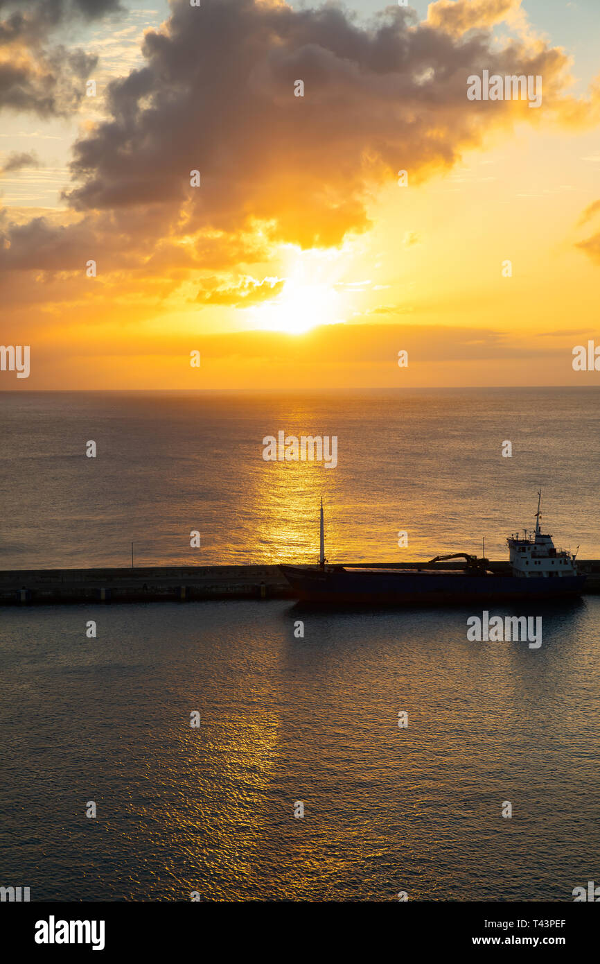 Sunset over the harbour in Bridgetown, Barbados, The Caribbean Stock ...