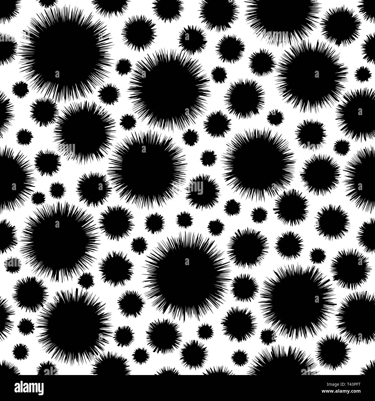 Shaggy balls seamless pattern. Thorn spines vector repeatable ...