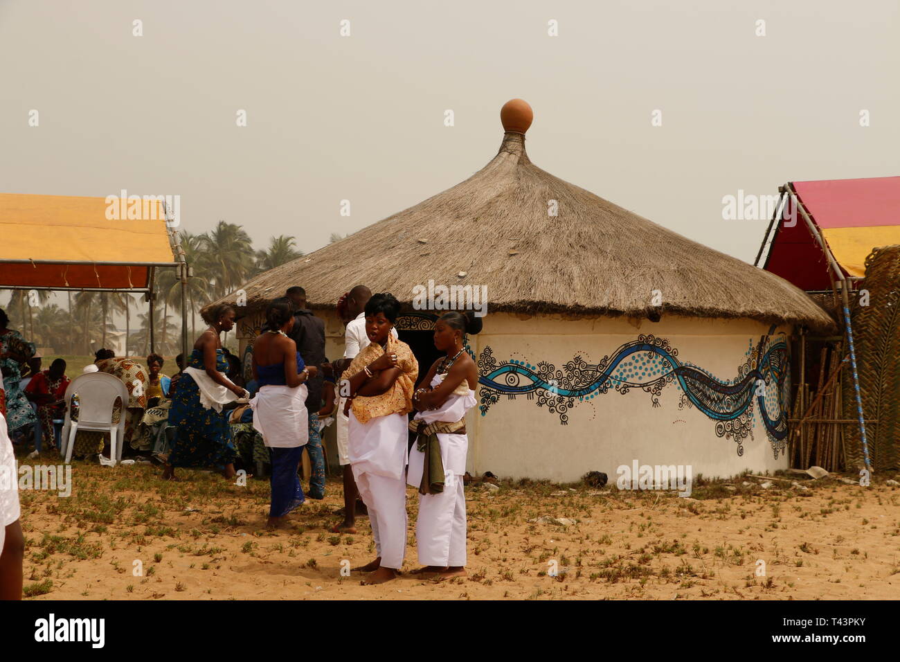 Voodoo festival at the beach in Ouidah on 10 January, Benin Stock Photo ...