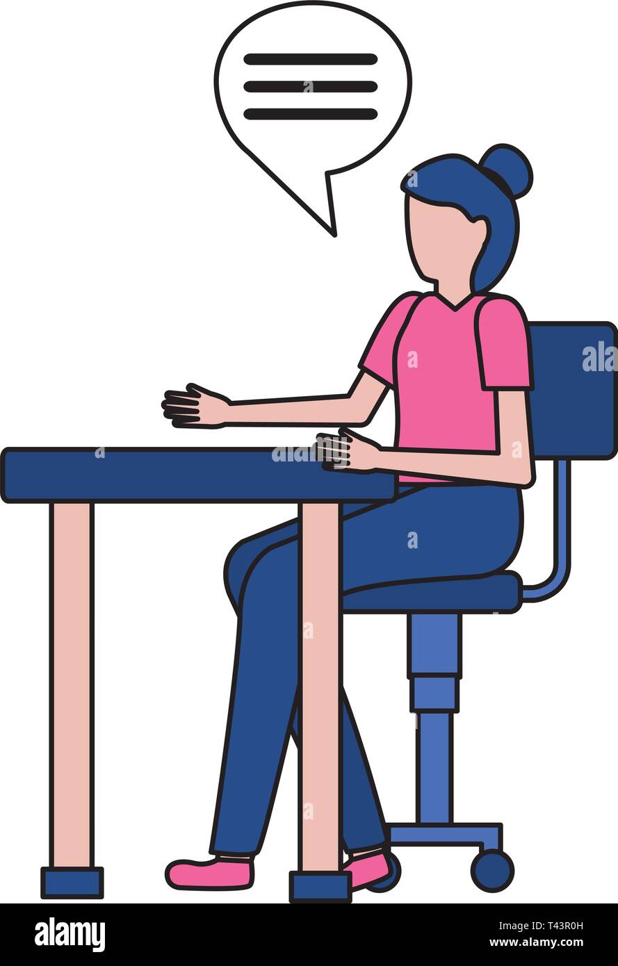 woman sitting chair talk bubble Stock Vector Image & Art - Alamy