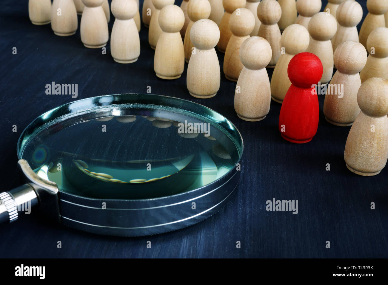 Talent management and recruitment concept. Magnifying glass and ...