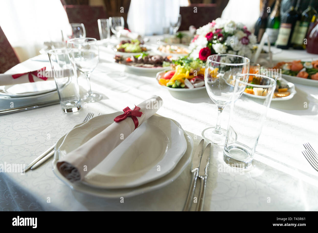 Wedding table decoration and aperitifs wedding server tables Stock ...