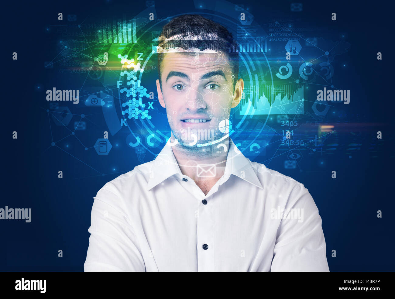 Biometric identification and Facial recognition system concept Stock ...