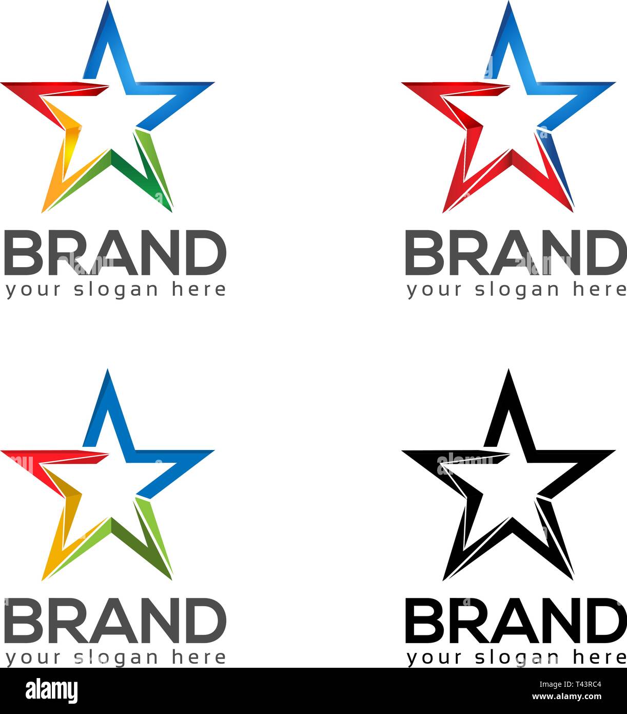 Colorful star logo template on white background. set logo Stock Vector ...
