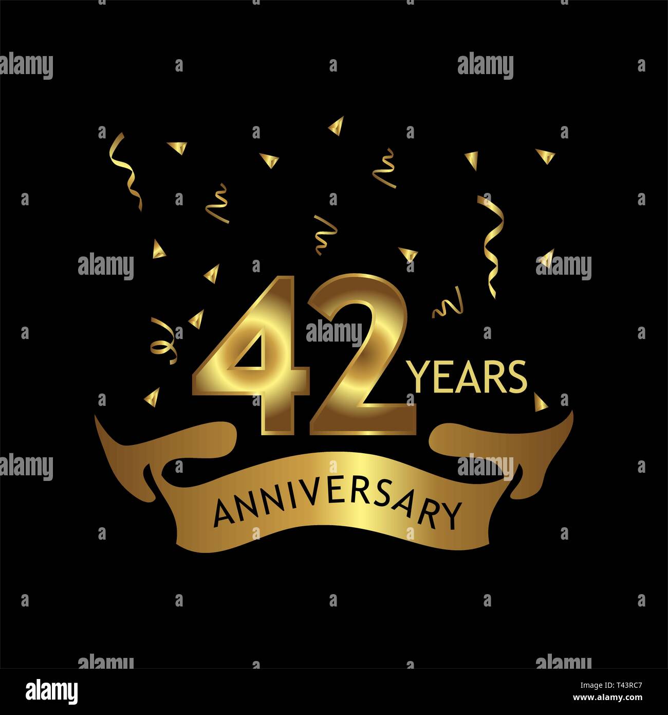 42 years anniversary golden. anniversary template design for web, game ...