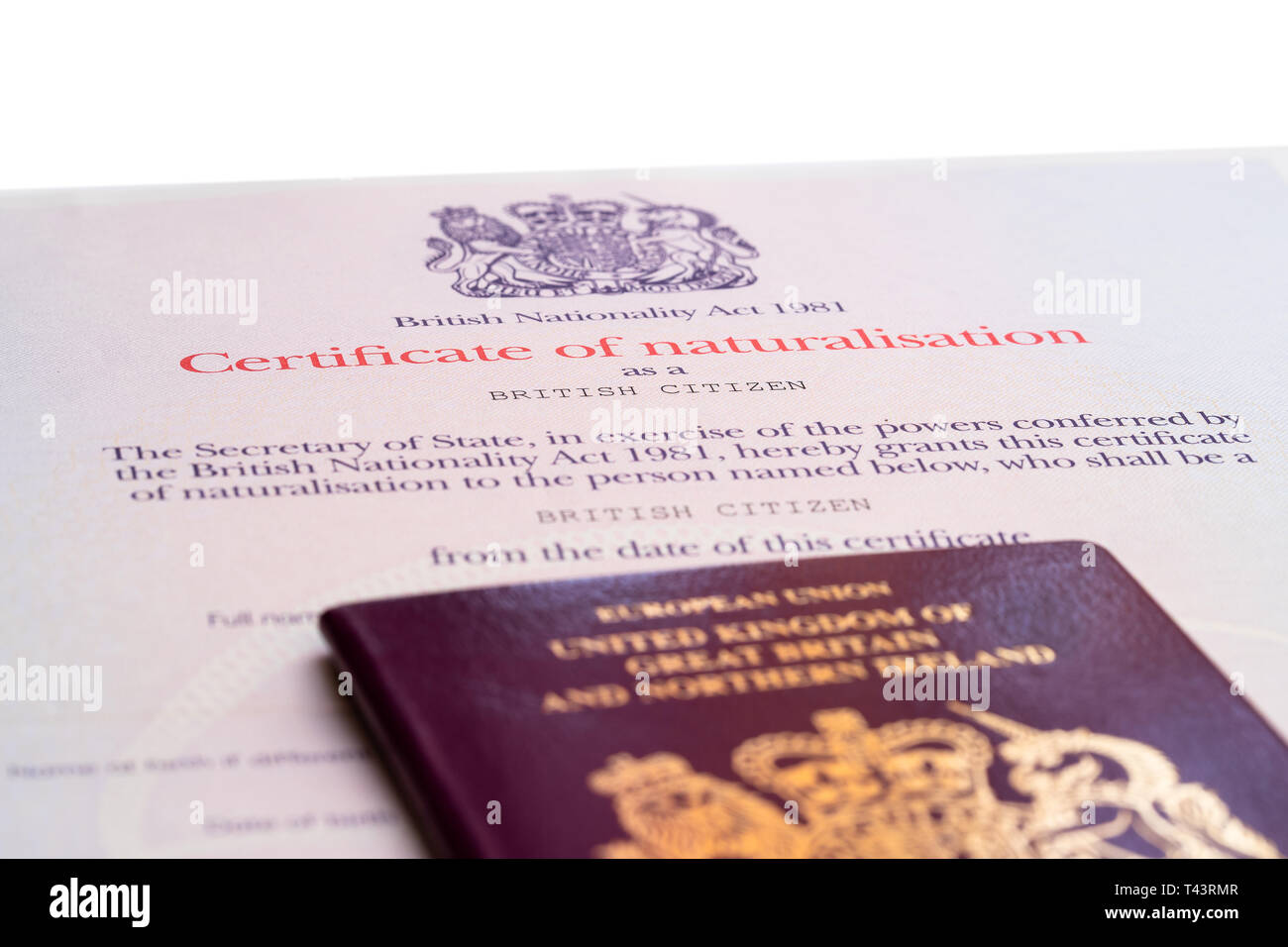 British citizenship certificate hi-res stock photography and images - Alamy