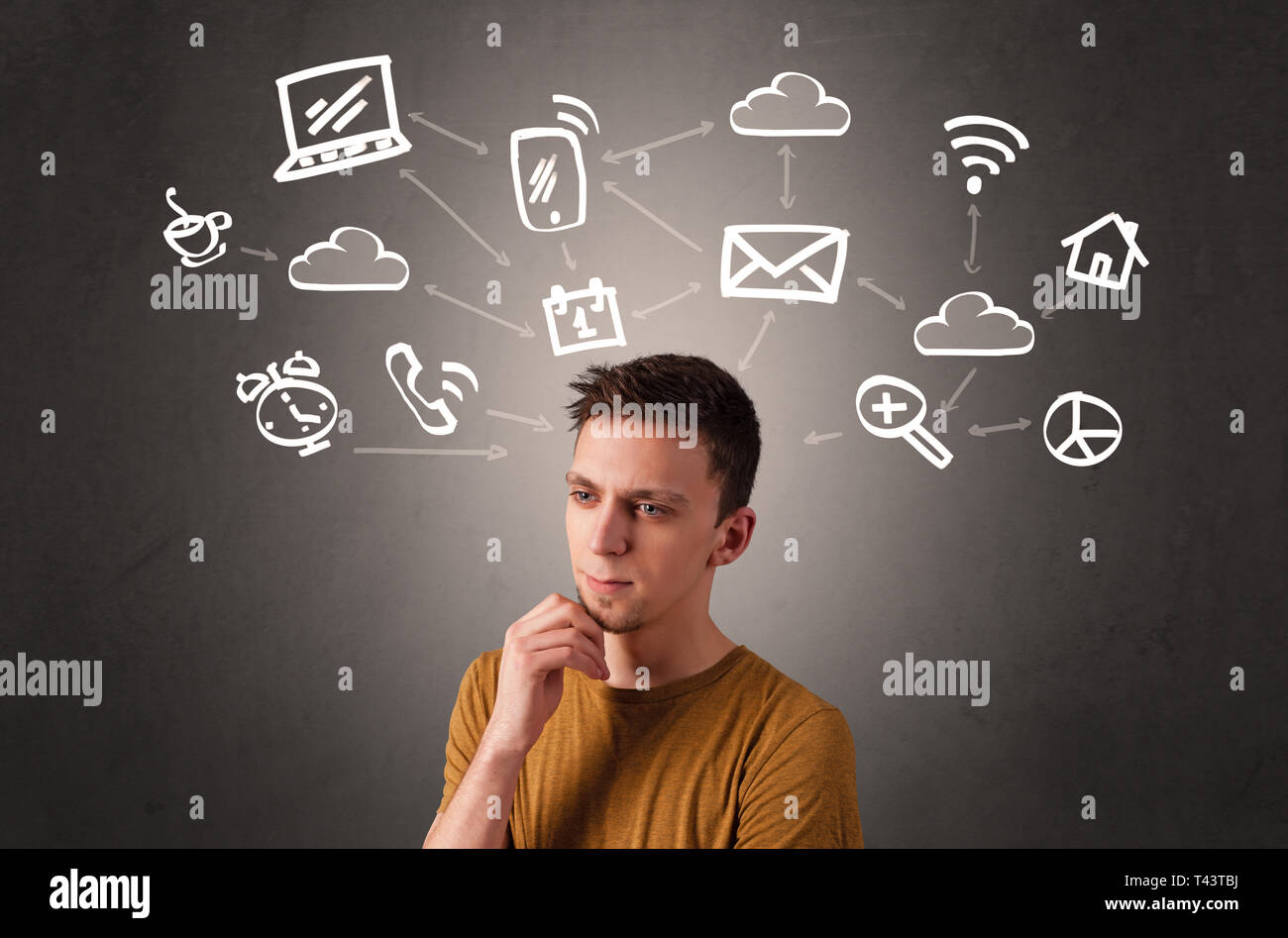 Handsome boy with design thinking concept Stock Photo - Alamy