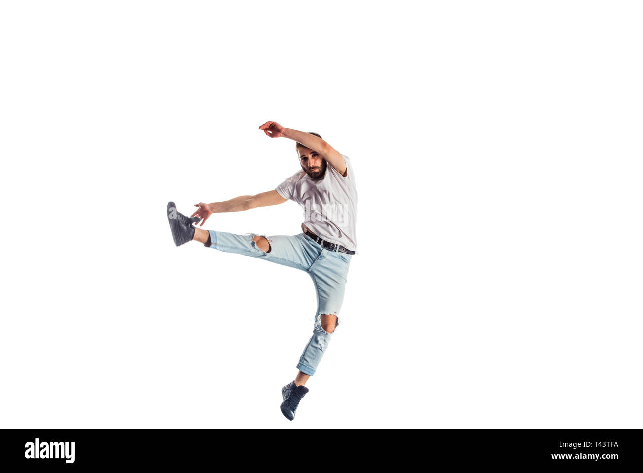 Amazing dancer is doing breakdance on a white background Stock Photo ...