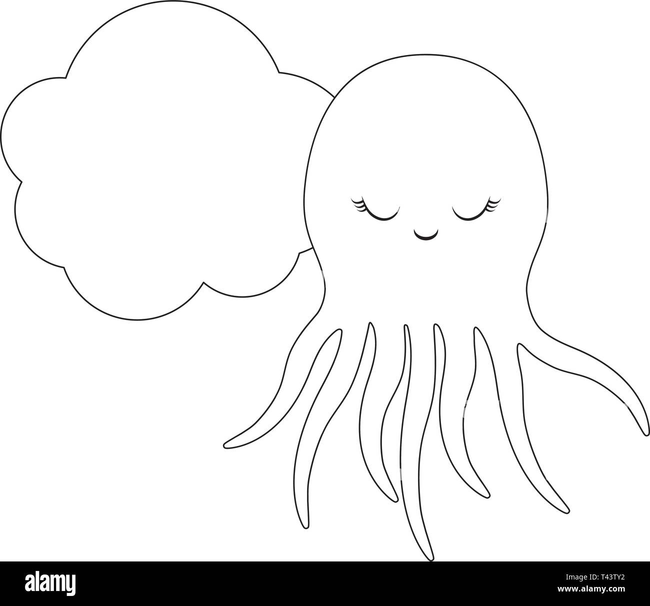cute octopuses with cloud vector illustration design Stock Vector Image ...