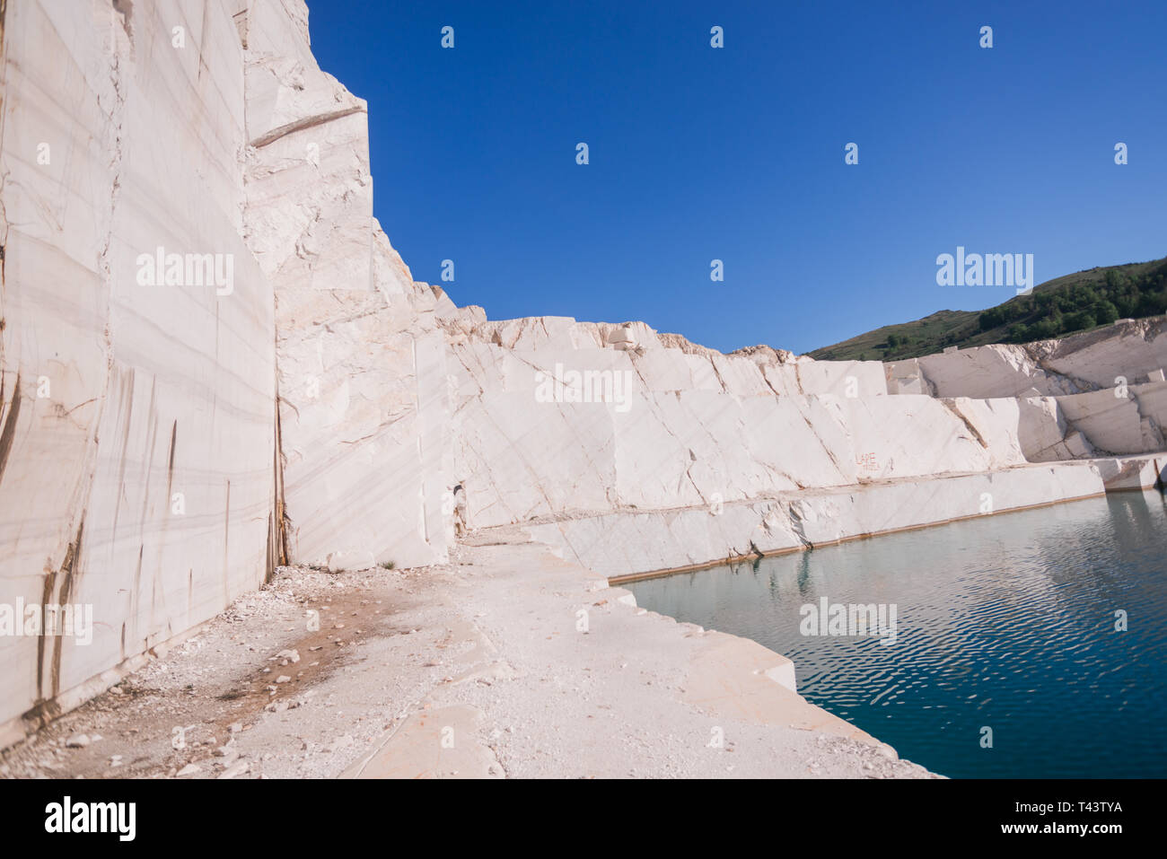 Landscape in the mountains of marble rocks from the quarry Stock Photo ...
