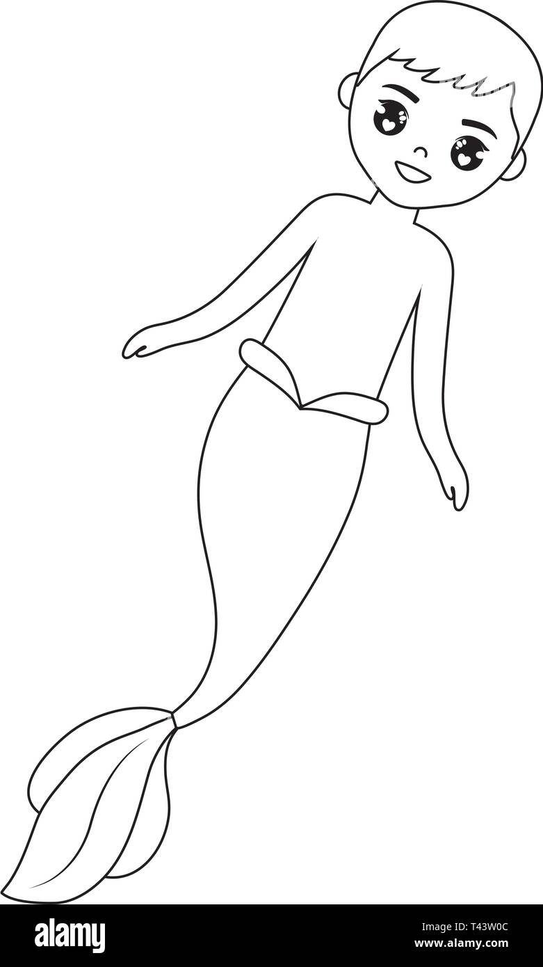 mermaid male avatar character vector illustration design Stock Vector ...