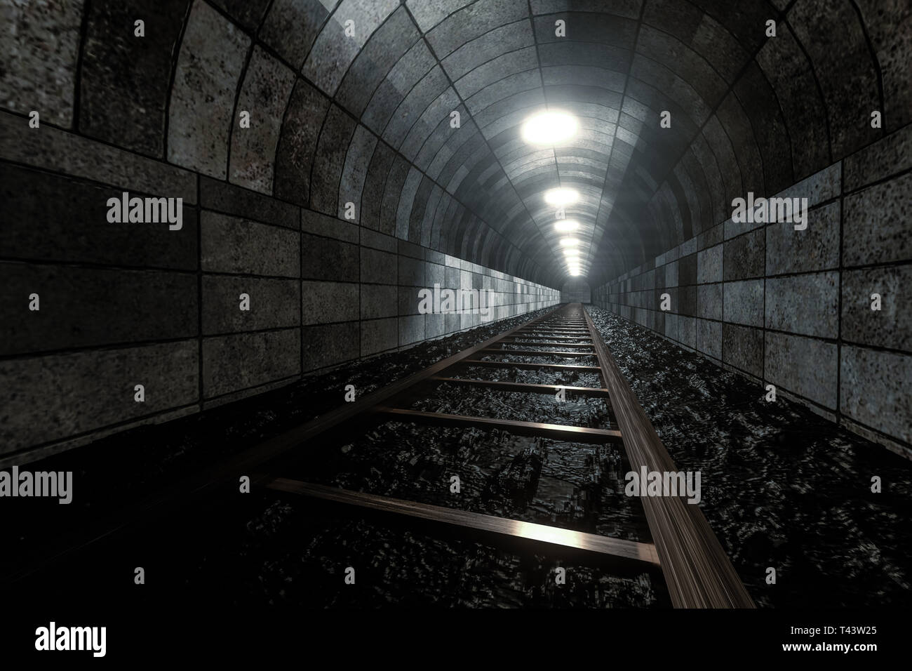 The rail in the cave, Perspective background, A passage of mystery ...