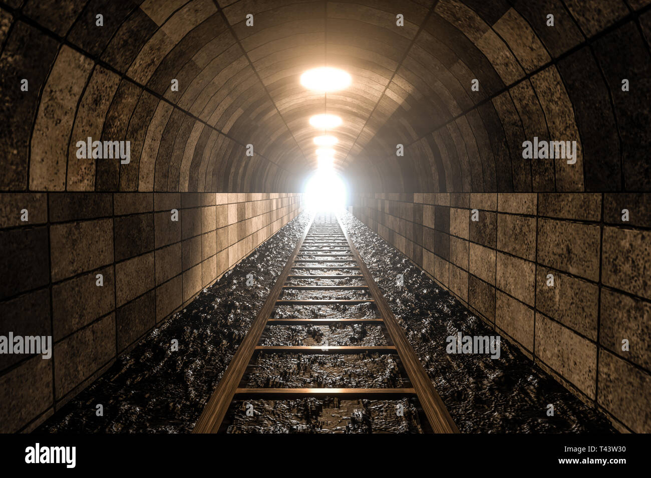 The rail in the cave, Perspective background, A passage of mystery ...